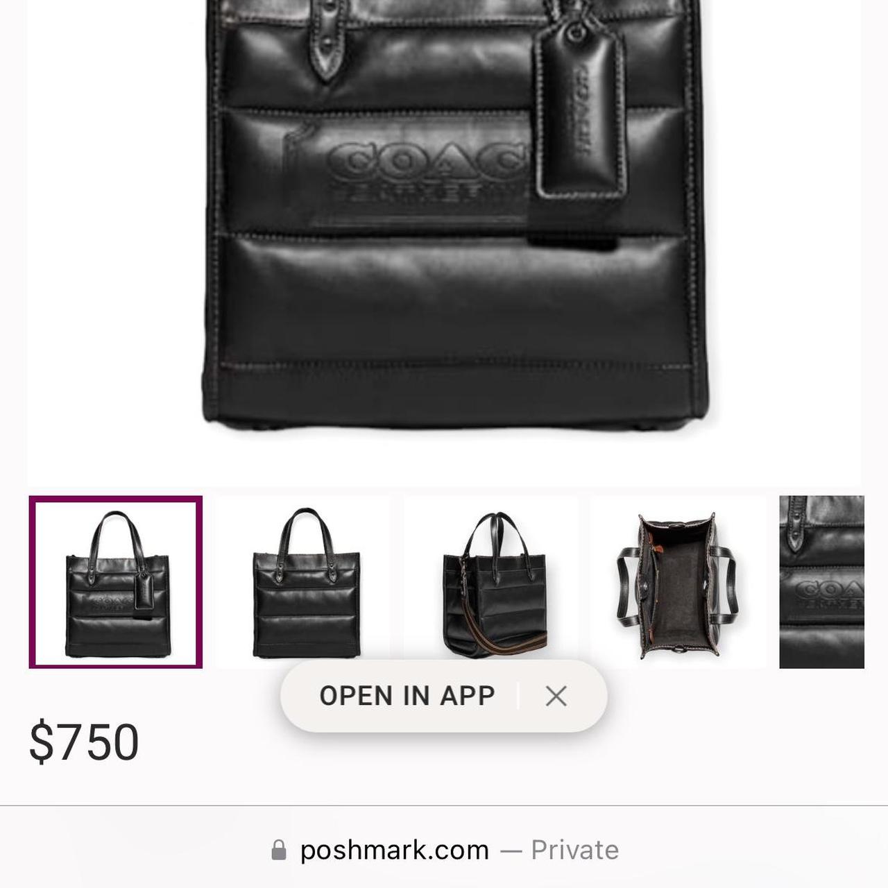 NWT Coach Black Puffy Medium Tote bag Quilted Badge... - Depop