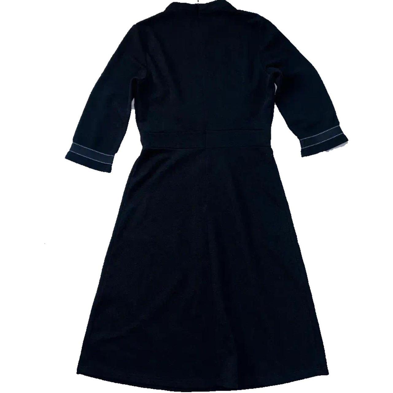 1960s inspired mod black dress with white stitching,... | Depop