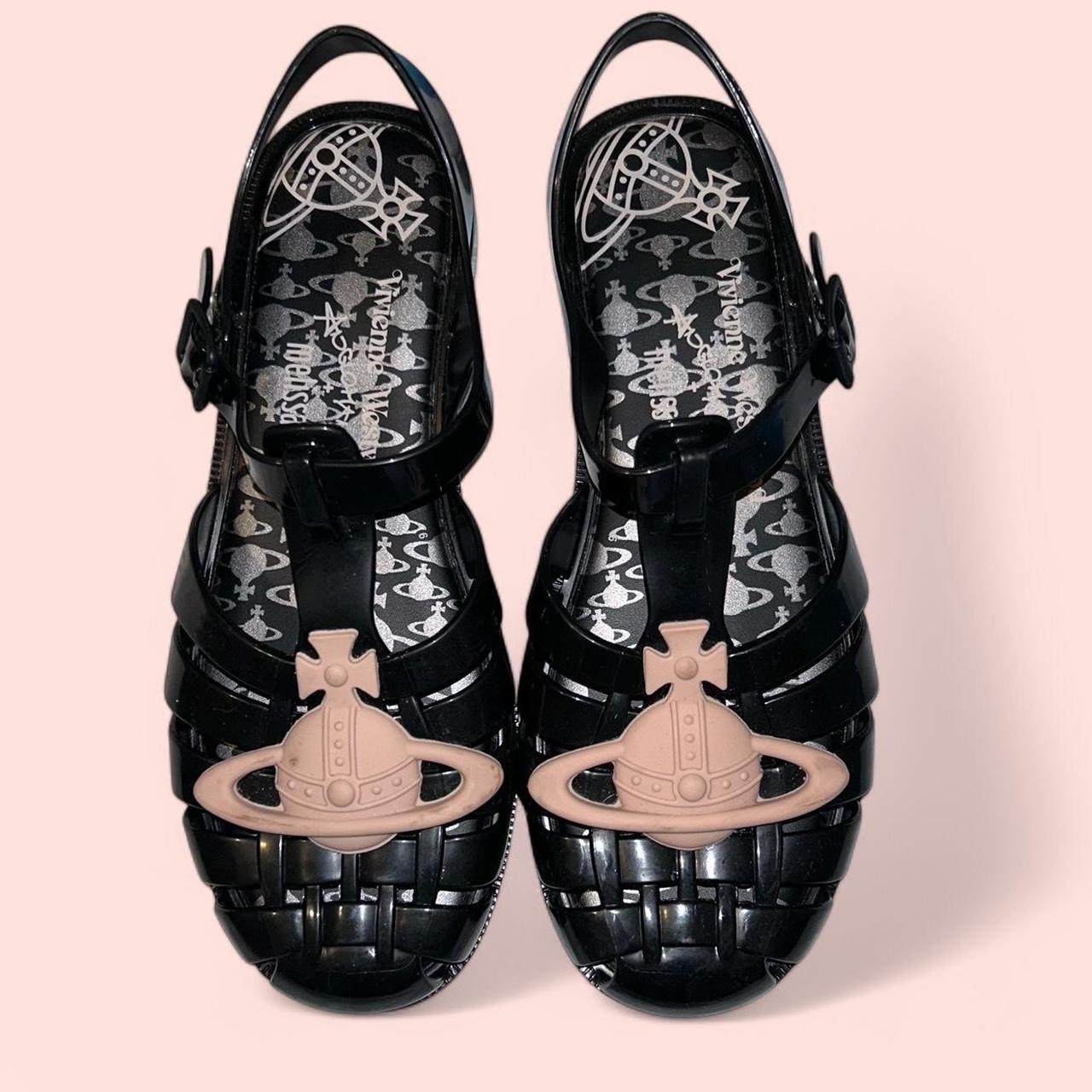 Vivienne Westwood x Melissa black and pink jelly... | Depop