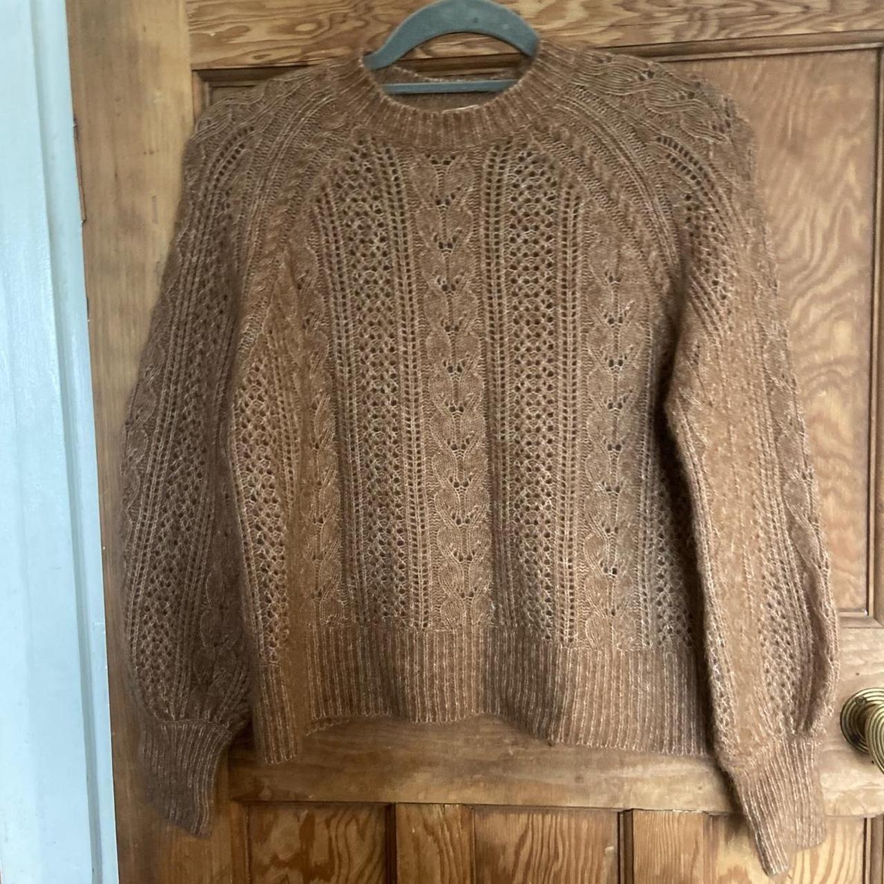 Sezane scarlett jumper camel kid mohair Long and... - Depop