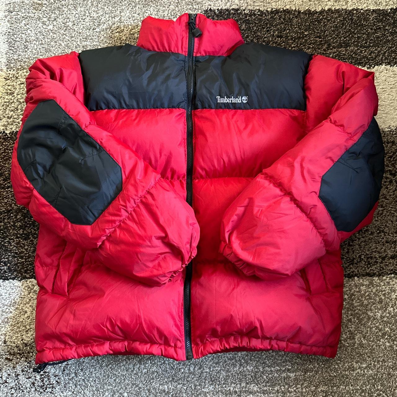 1998 vintage Timberland red puffer jacket size xl in... - Depop