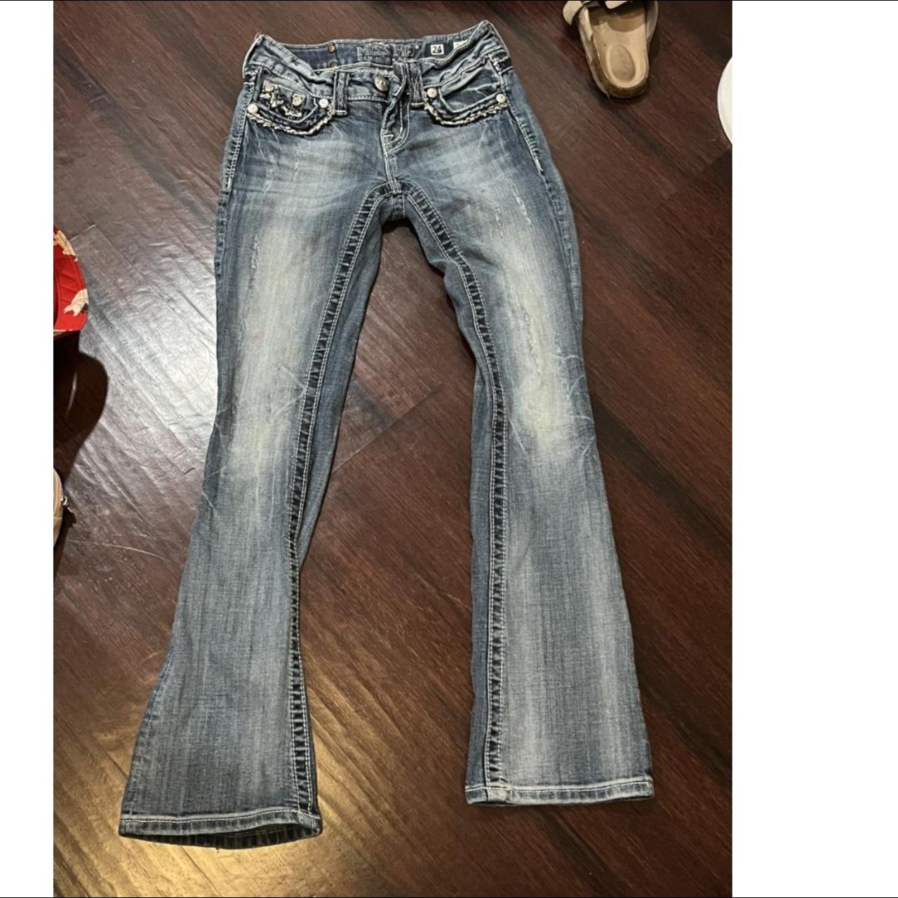 Low rise boot cute flare rhinestone miss me... - Depop