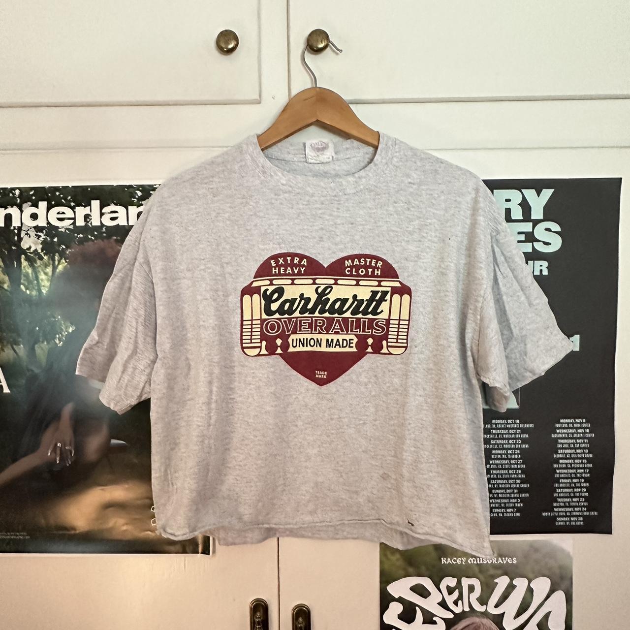 Vintage Carhartt Cropped Heart Tshirt — Size L... - Depop