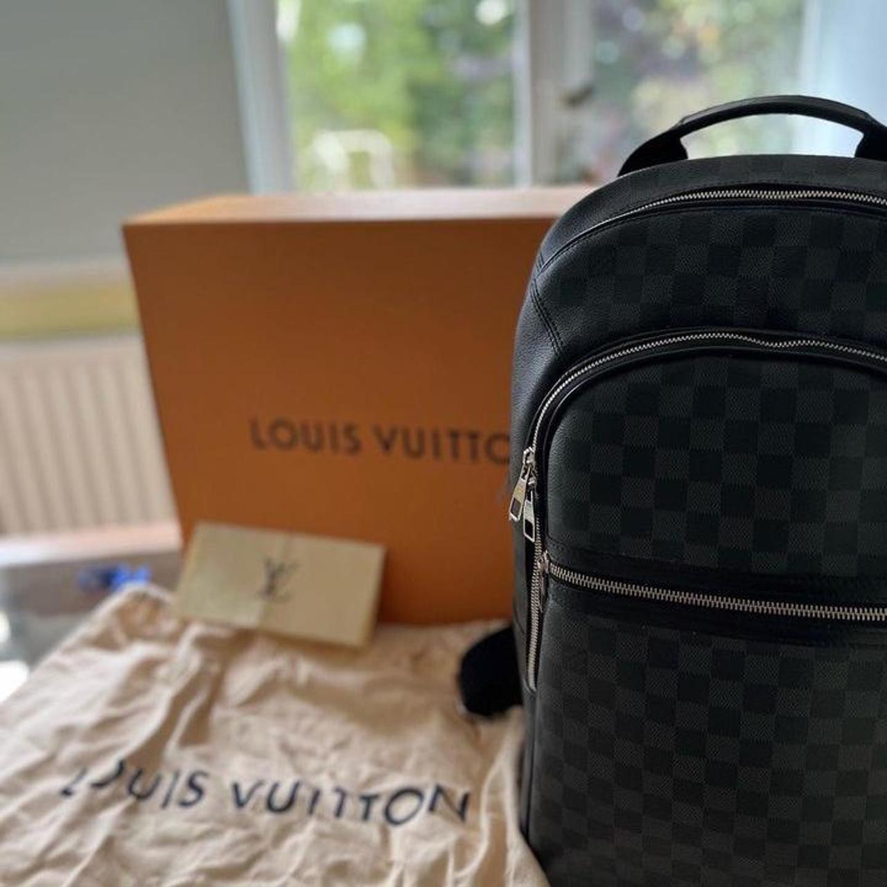 Louis Vuitton Black Leather Michael Backpack Cloth... - Depop