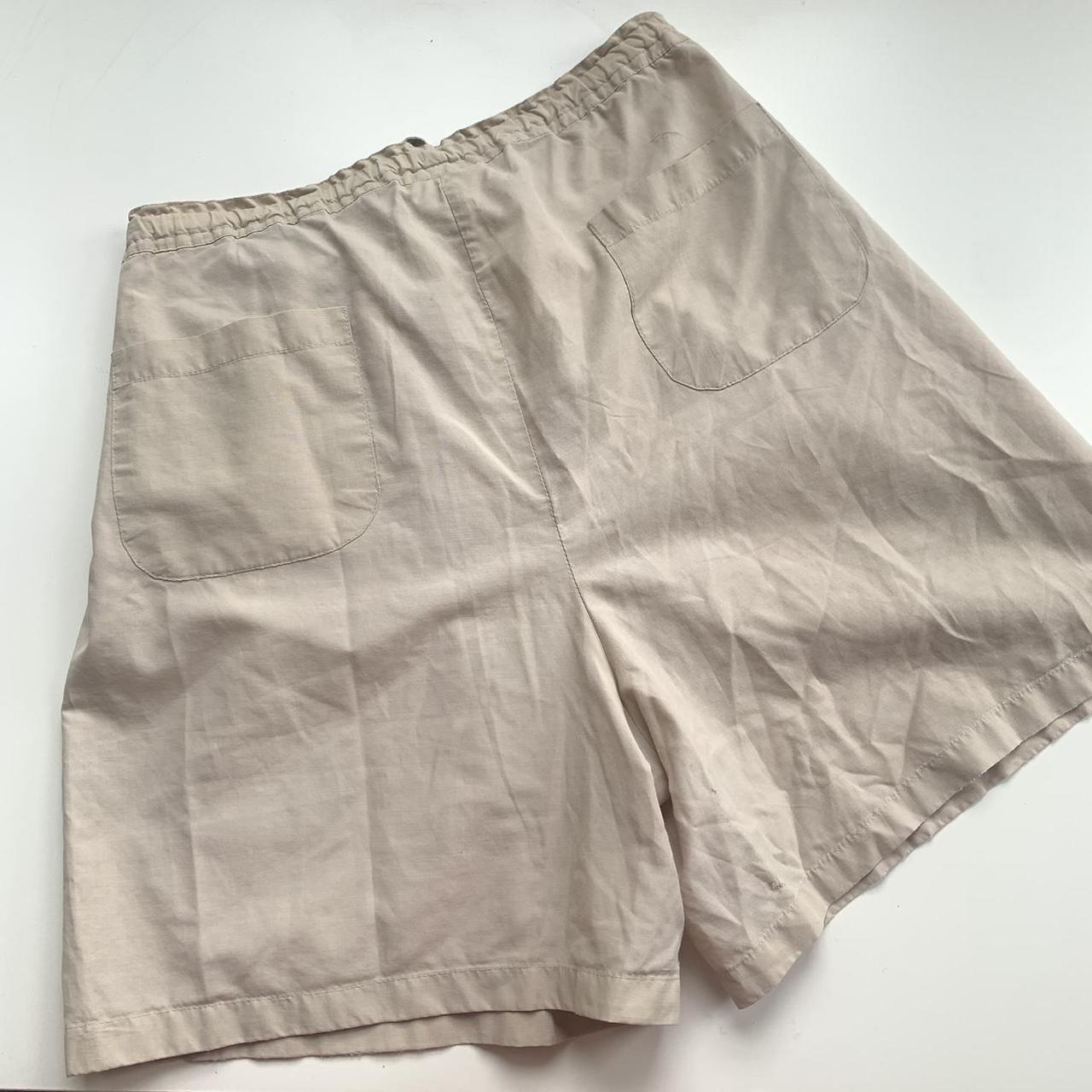 Beige lightweight shorts with adjustable waist and... - Depop