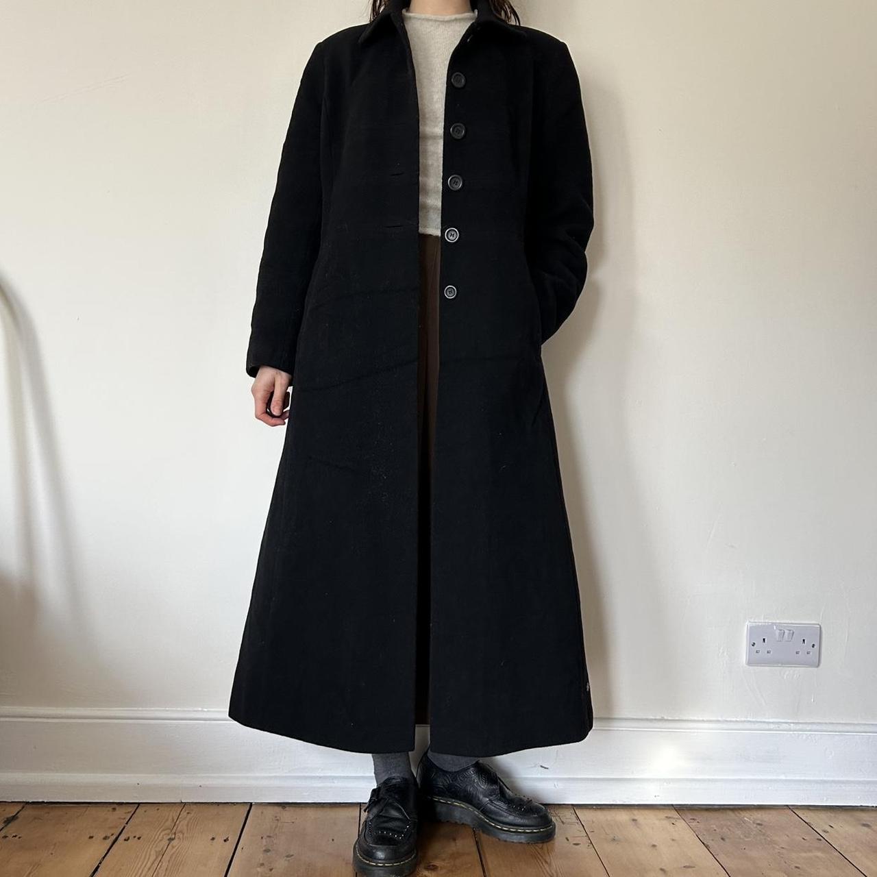 Vintage BHS black woollen maxi coat Full length,... | Depop