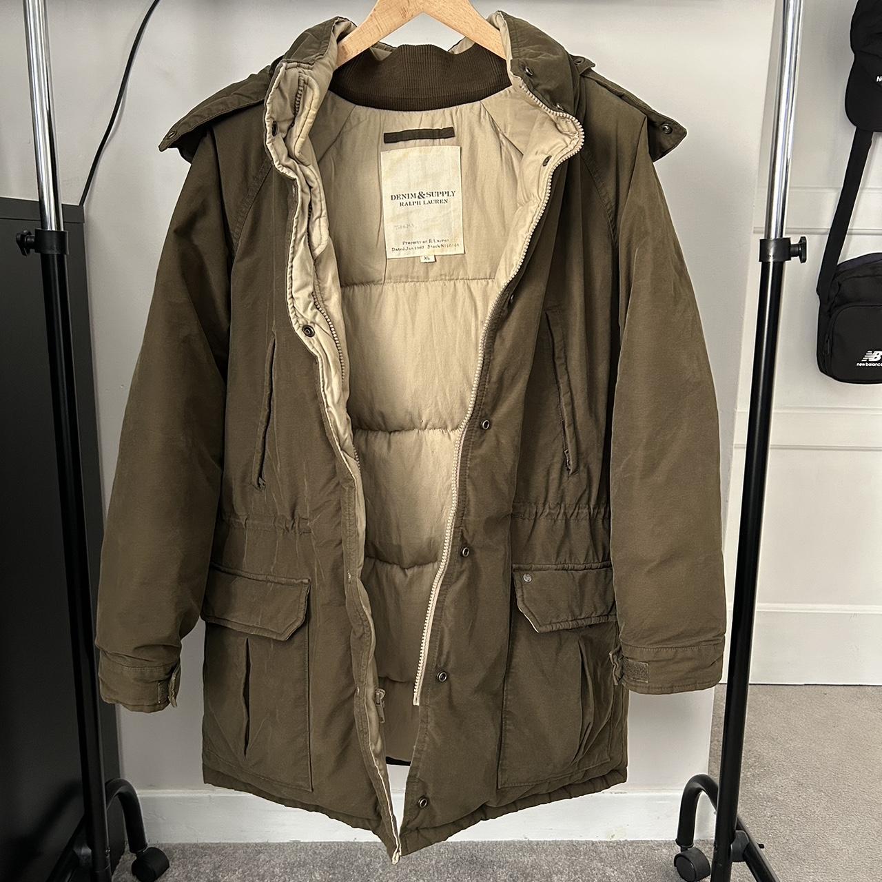 Ralph Lauren Khaki green puffer coat with detachable... | Depop