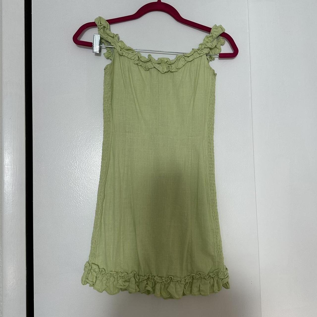 Lime green mini dress! 💚 Can be worn with sleeves... - Depop