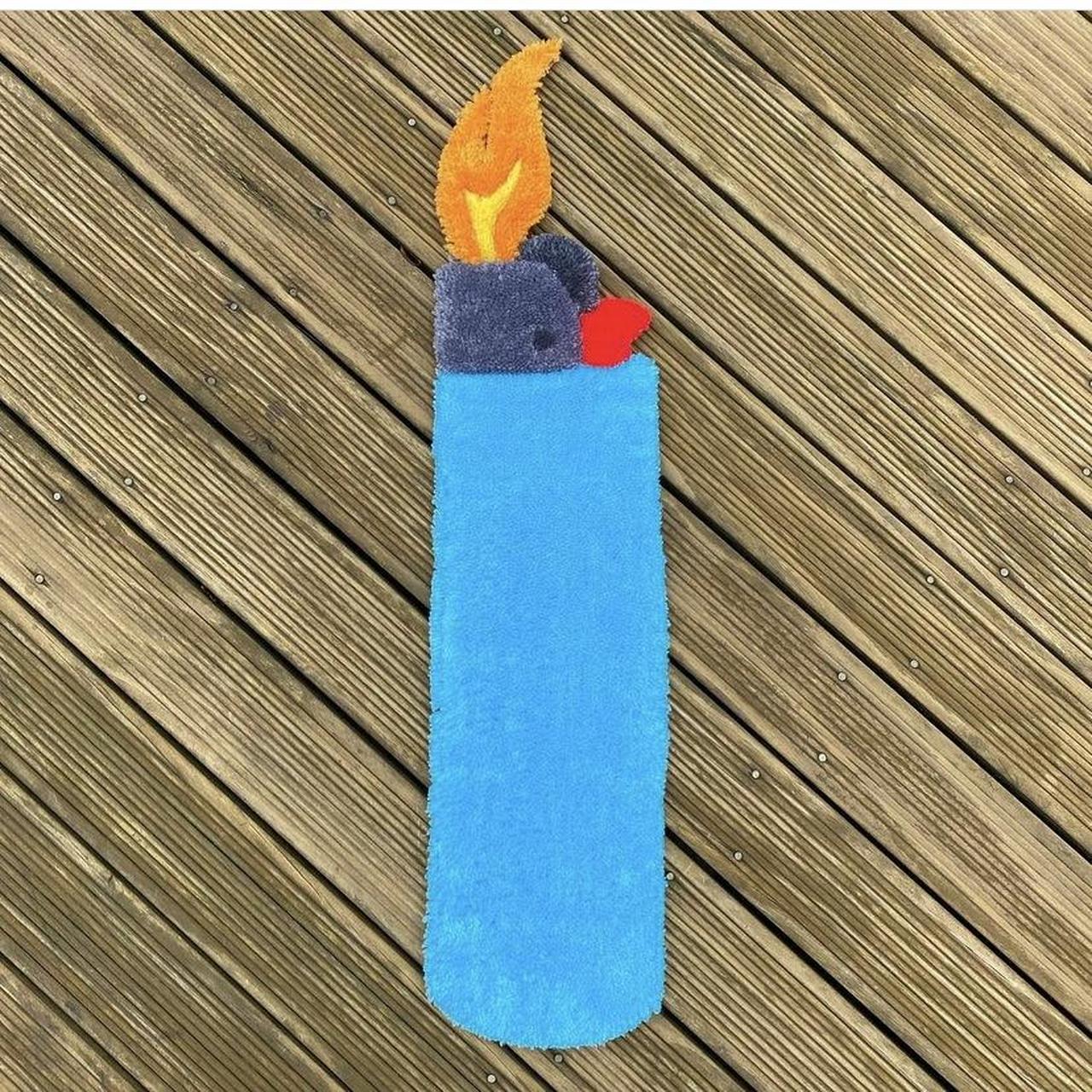 blue lighter inspired rug 75cm handmade #bic... | Depop