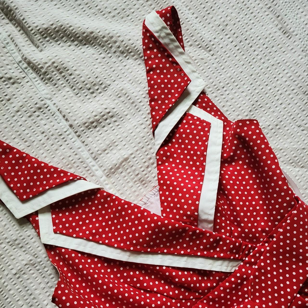 Classic old-school Modcloth red retro polka dot... - Depop