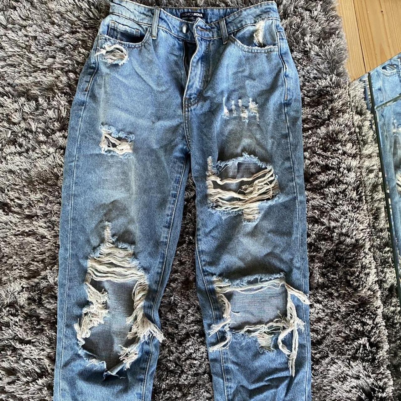 Fashion nova extreme ripped jeans 👖 Size 8... - Depop