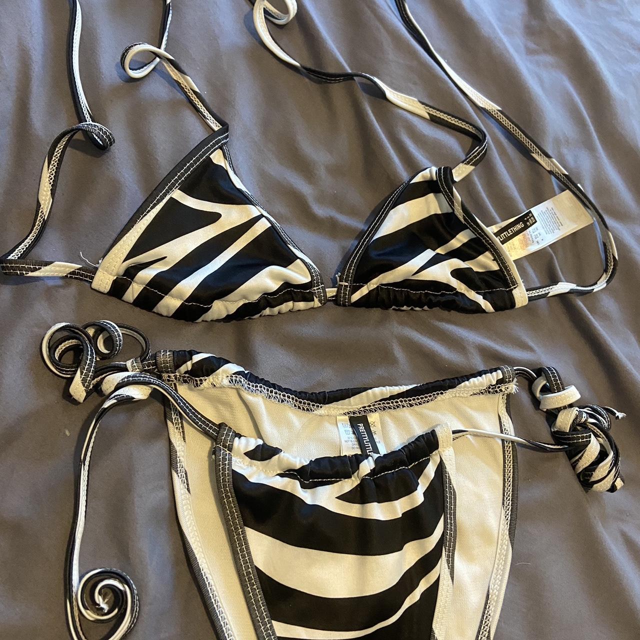 PRETTYLITTLETHING- Zebra print triangle bikini set... - Depop