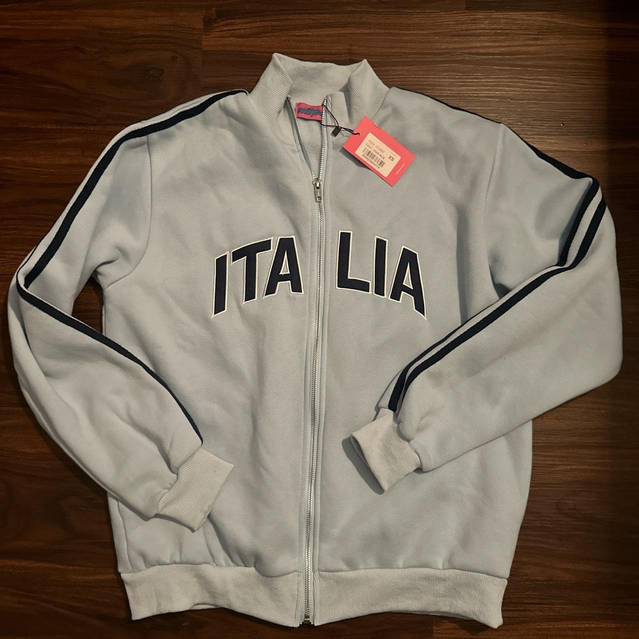 light blue brand new edikted Quarter zip up fits... - Depop