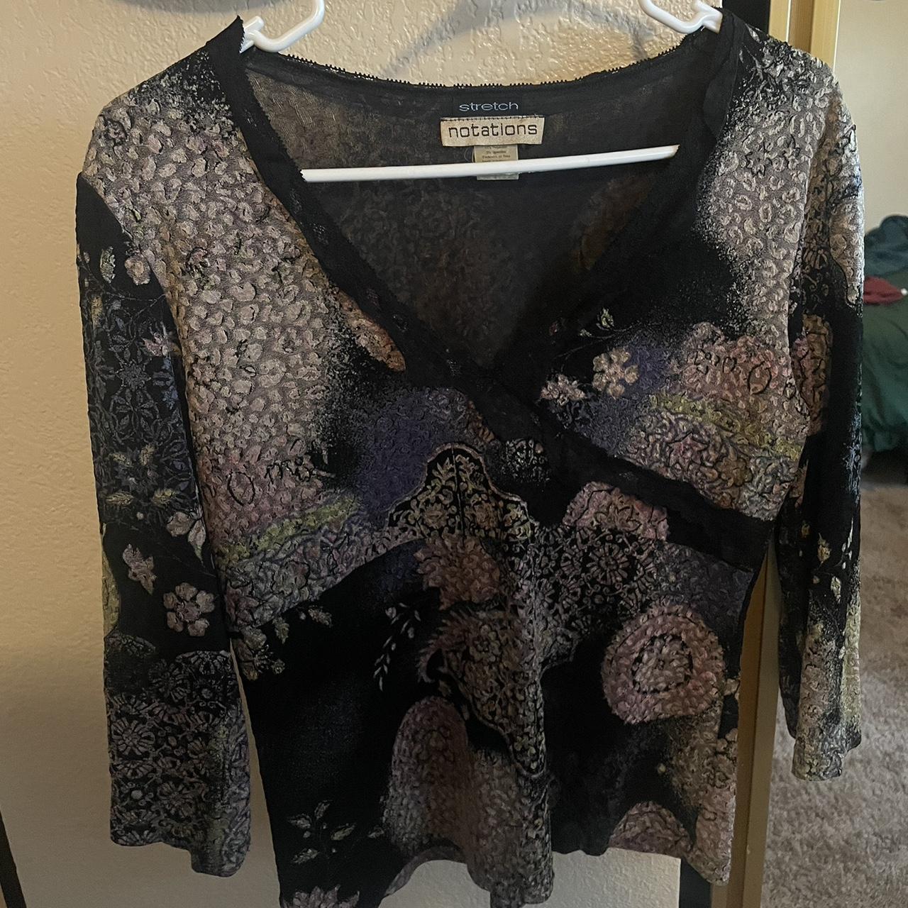 quarter sleeve notations blouse - Depop