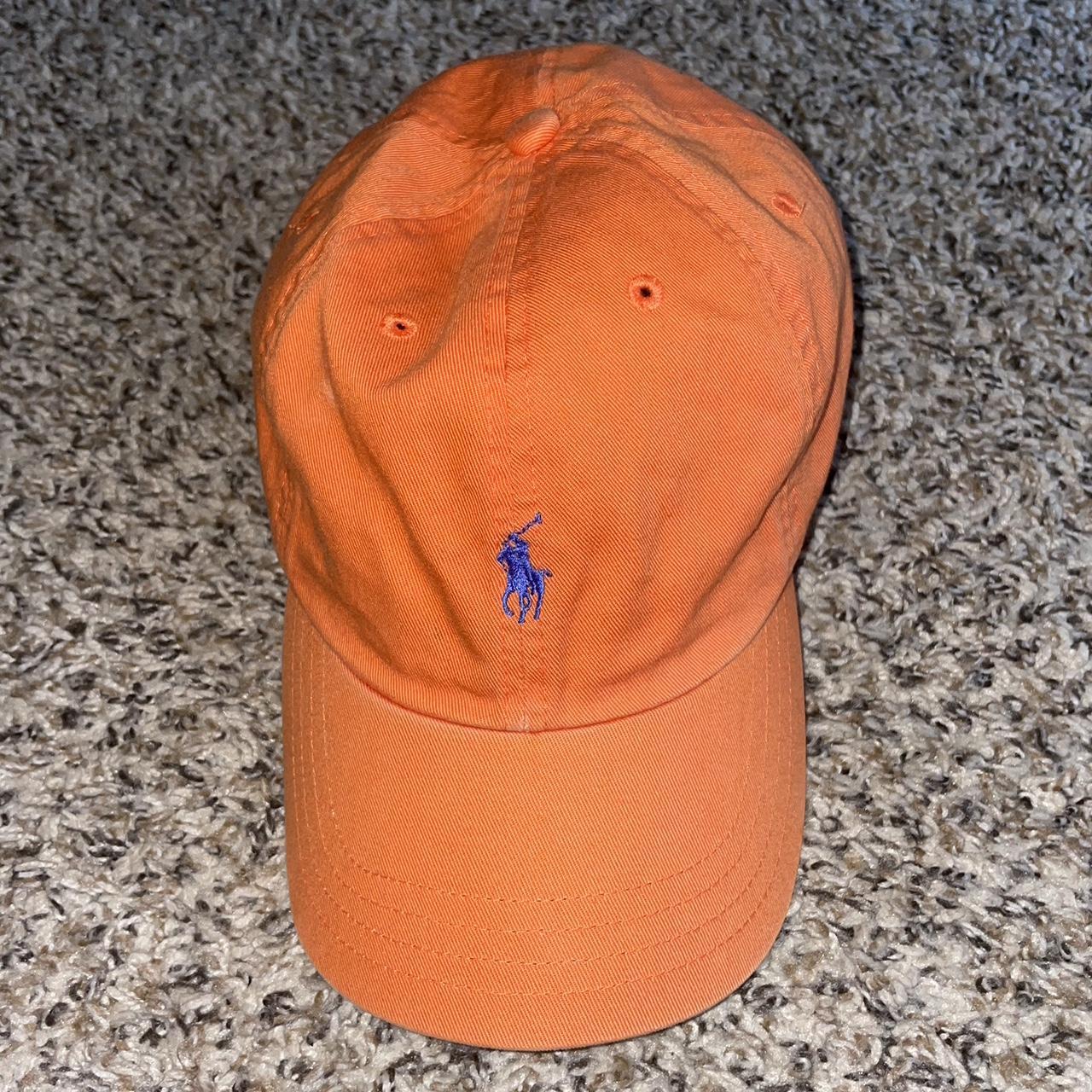 Vintage Orange Polo Ralph Lauren Hat With Leather... - Depop