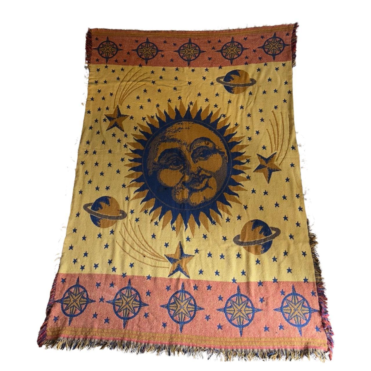 Vintage Throw Blankets Sun Planet Rings Stars... - Depop