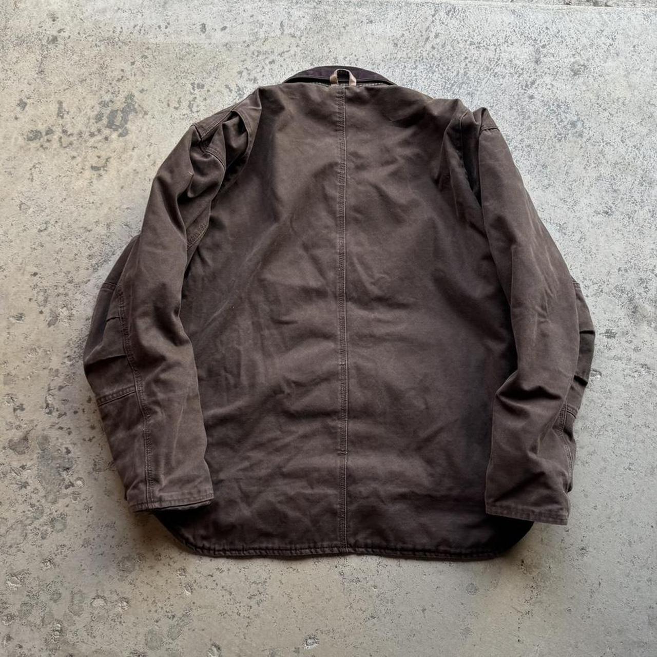 Vintage chocolate brown chore jacket multi pocket... - Depop