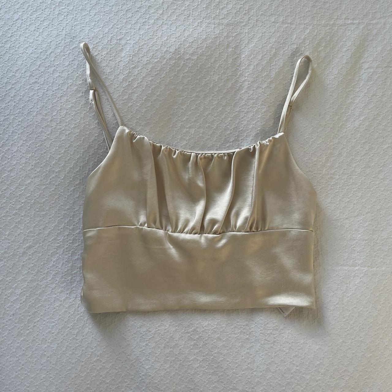 zara gold ruched top brand new condition so... | Depop