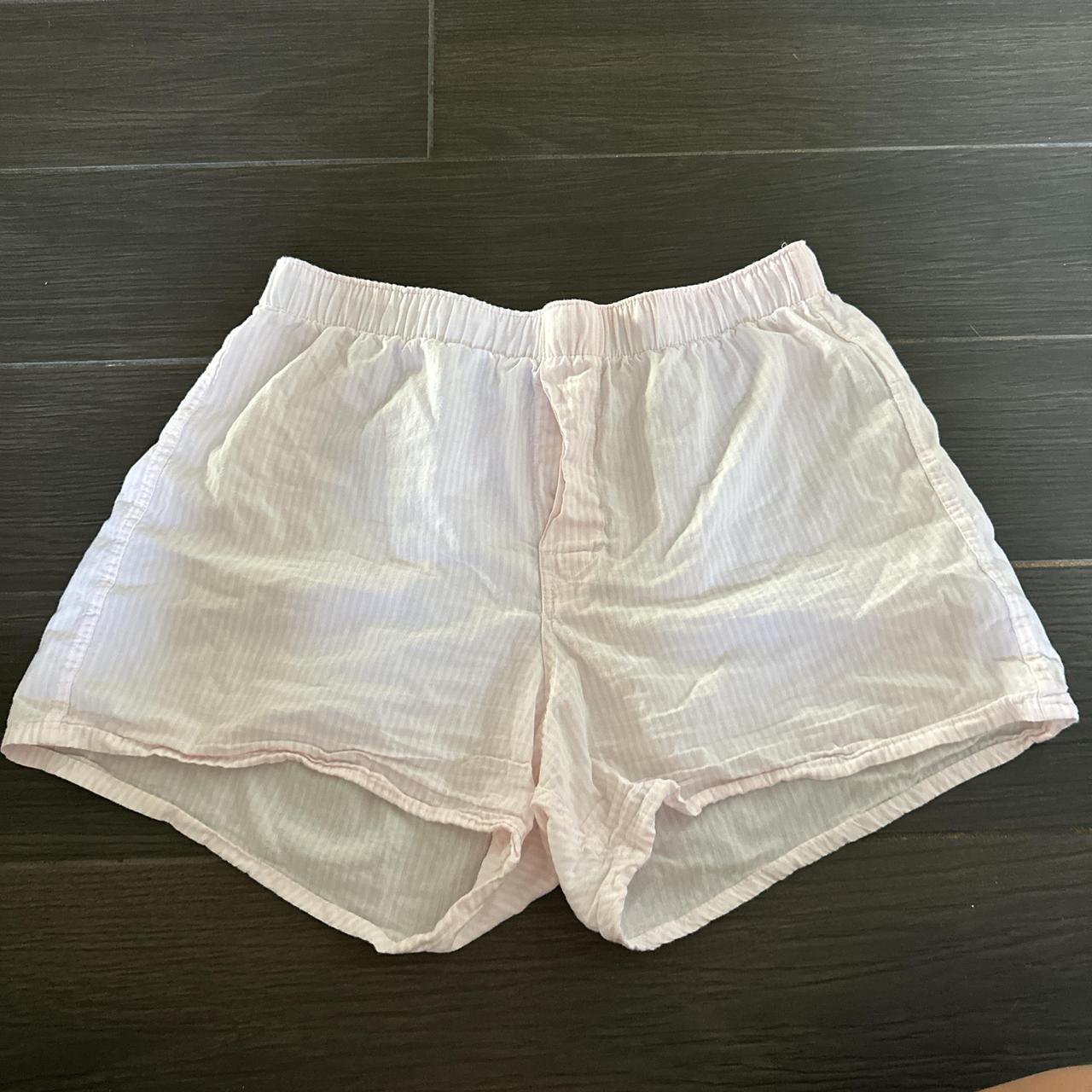 GAP pink and white striped boxer shorts size M... | Depop