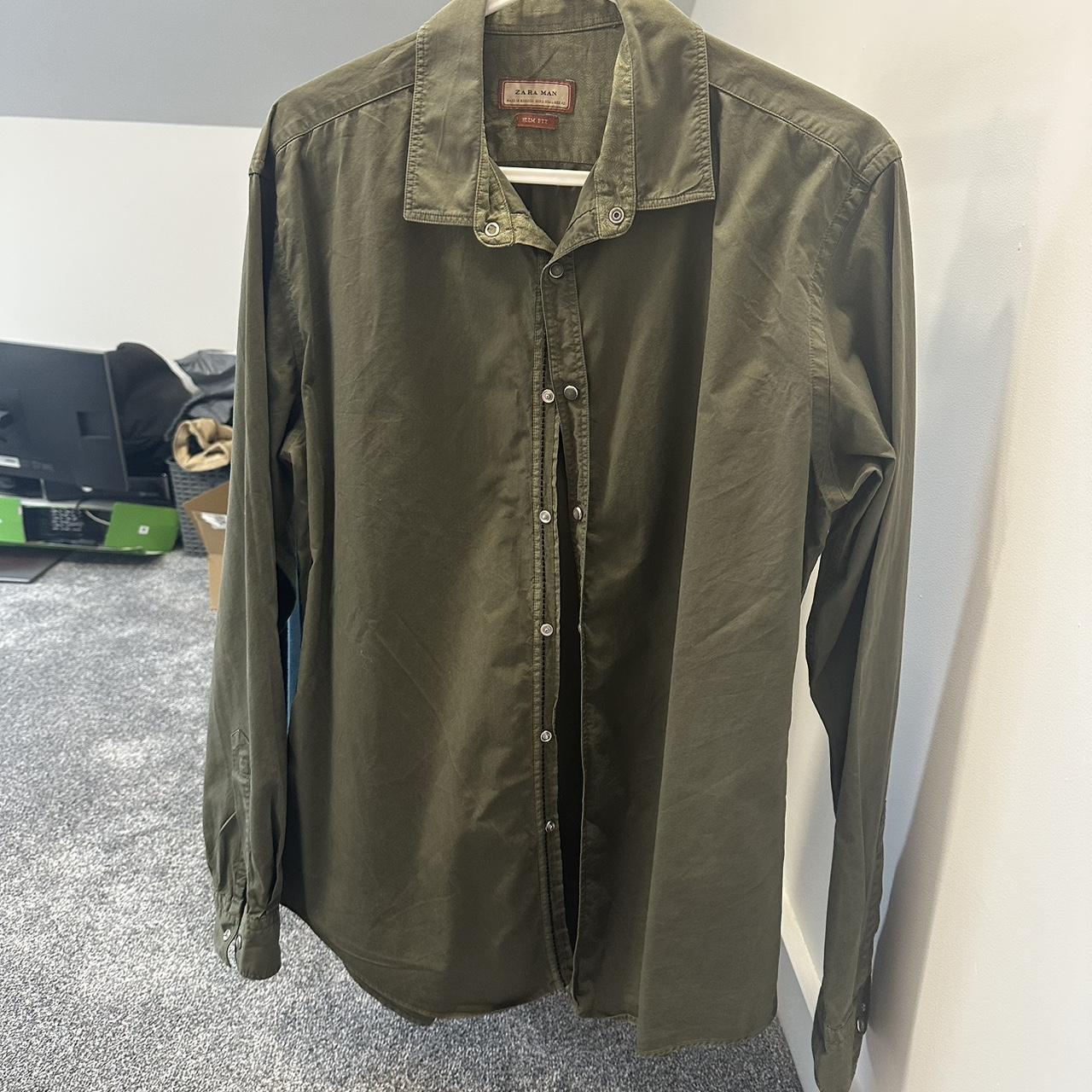 Zara Green shirt / over shirt Size L but fits more... - Depop