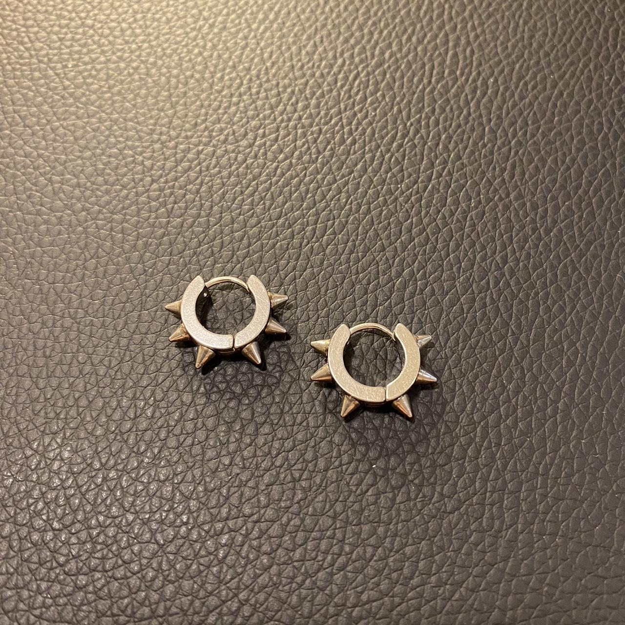 9mm stainless steel spike huggies in great... - Depop