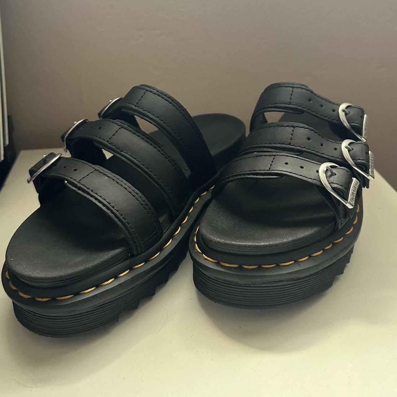 DOC MARTEN / DR. MARTEN BLAIRE LEATHER SLIDE SANDALS... - Depop
