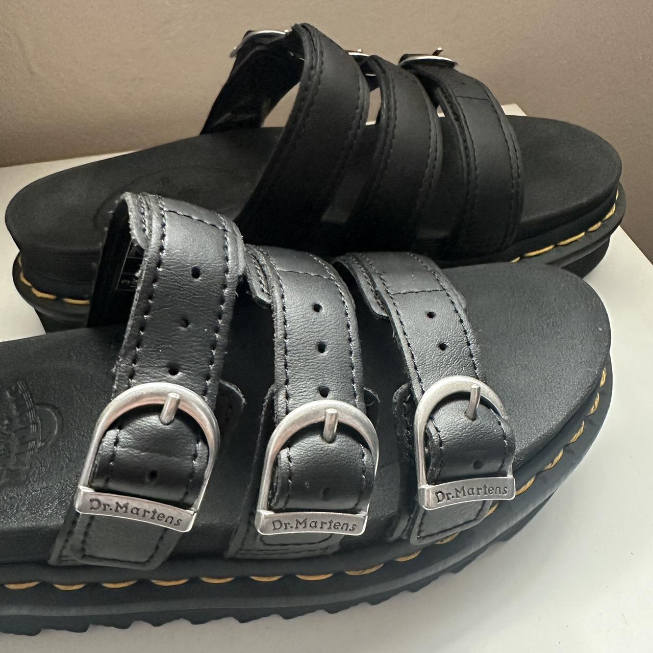 DOC MARTEN / DR. MARTEN BLAIRE LEATHER SLIDE SANDALS... - Depop