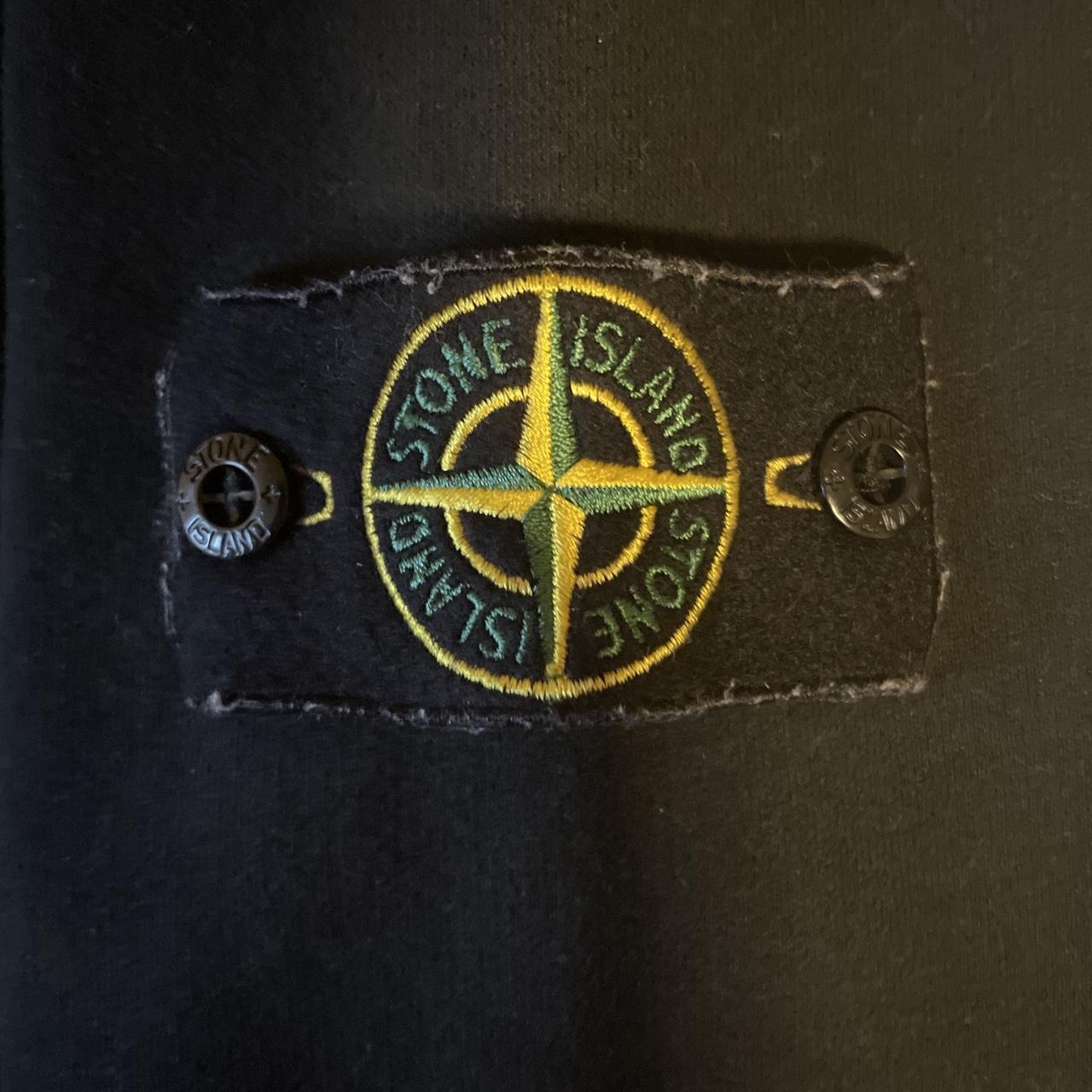 Stone island black zip up hoodie size medium fits... - Depop