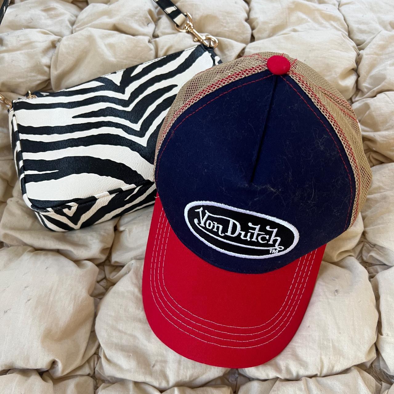 red & blue y2k Von dutch baseball cap Super cute... - Depop