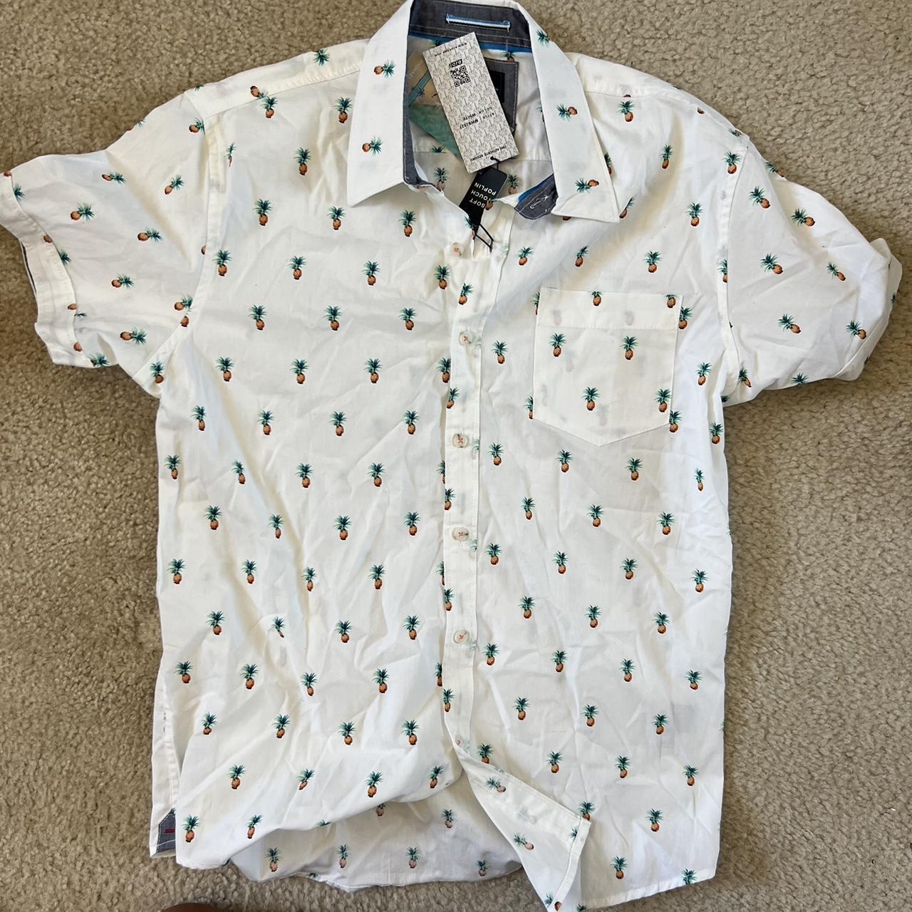 Brand New Short Sleeve White Pineapple Button Up... - Depop