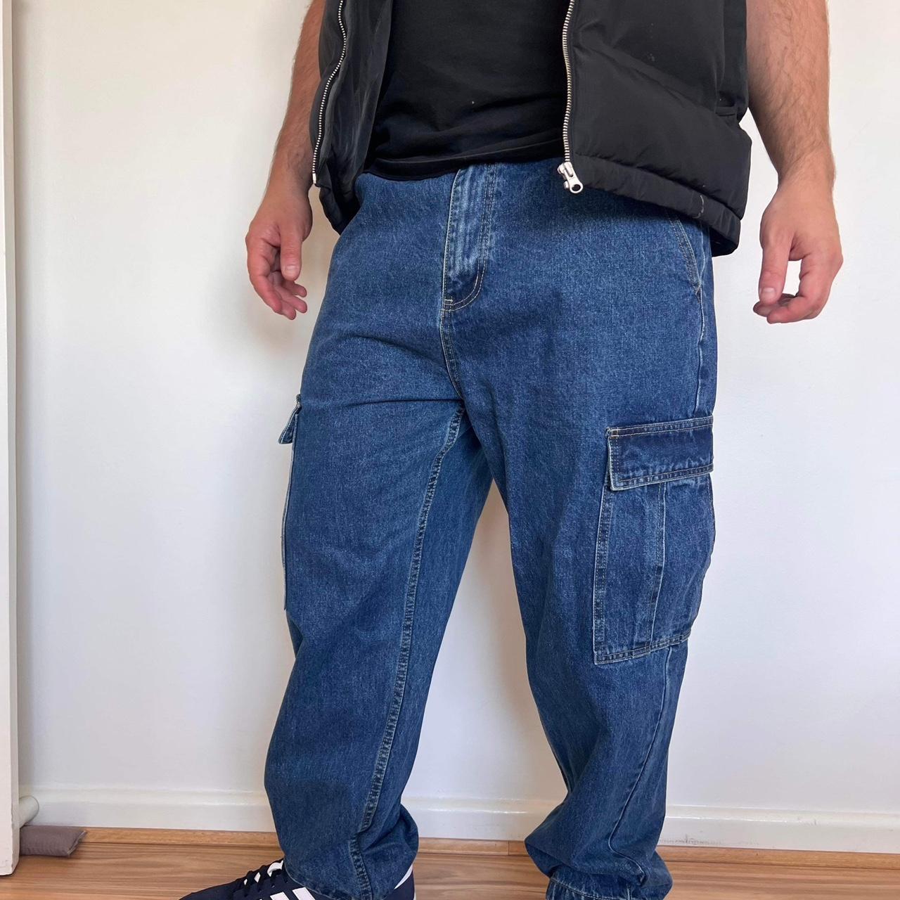 Absent denim baggy fit jeans with cargo pockets.... - Depop