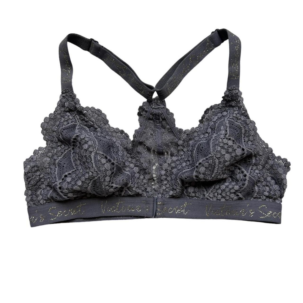 grey lace victoria’s secret bralette with front... - Depop