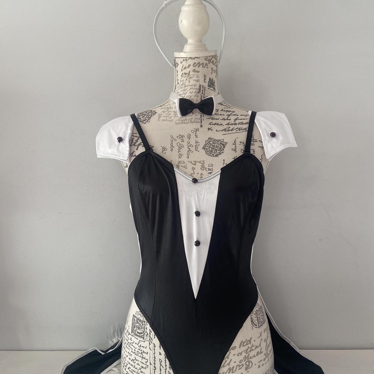 Black and white tuxedo bunny girl bodysuit with... - Depop
