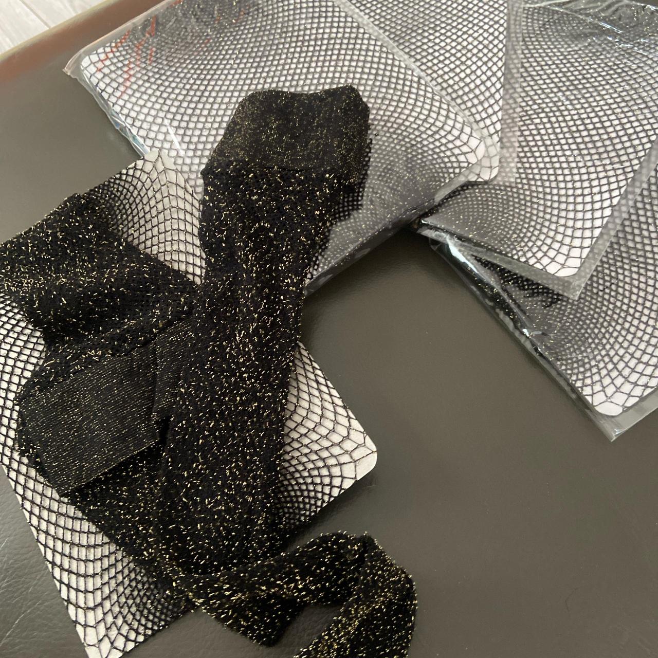 Bundle of black fishnet stockings with gold... - Depop
