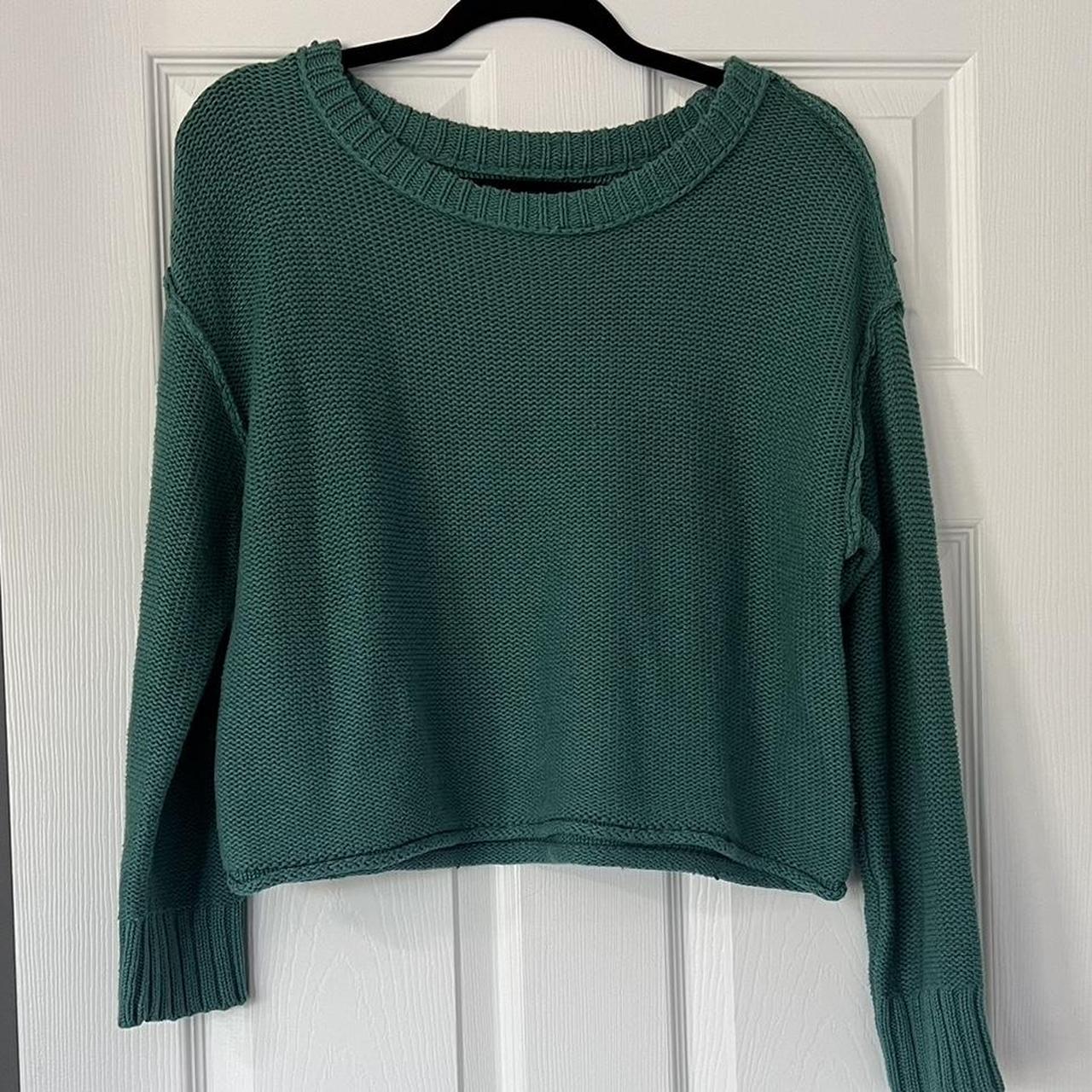 American eagle turquoise cropped sweater Size:... - Depop