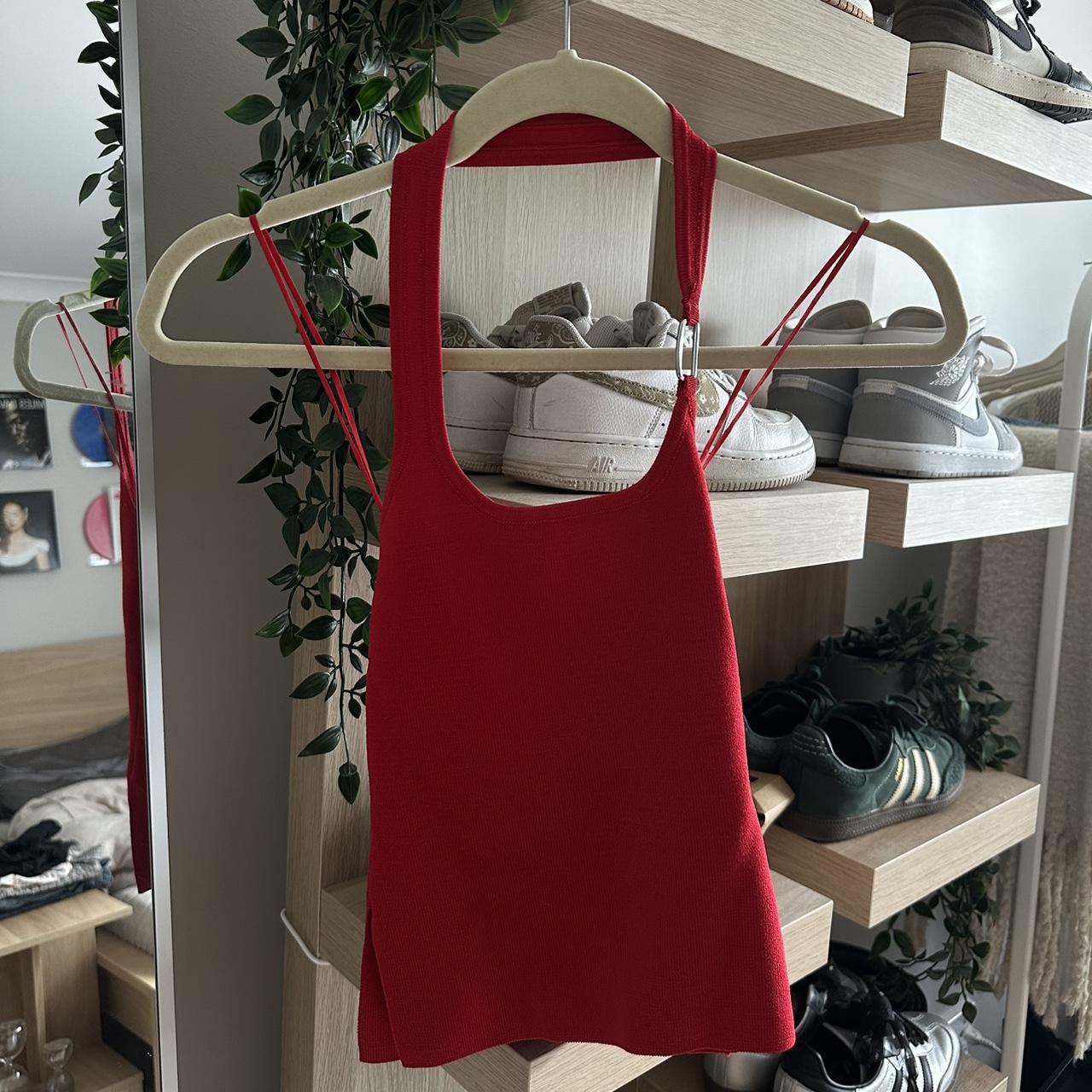 Glassons Halter Neck Top - Size XS - Red - Silver... - Depop
