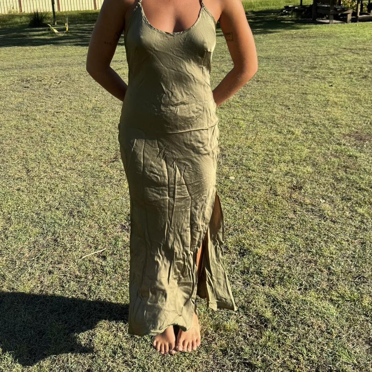 Turquoise lane open back dress Worn once size S... - Depop