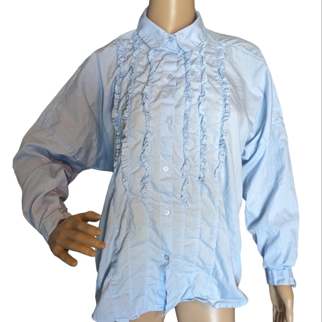 Vintage 90s Diane Von Furstenberg Blue Ruffle Tuxedo... - Depop