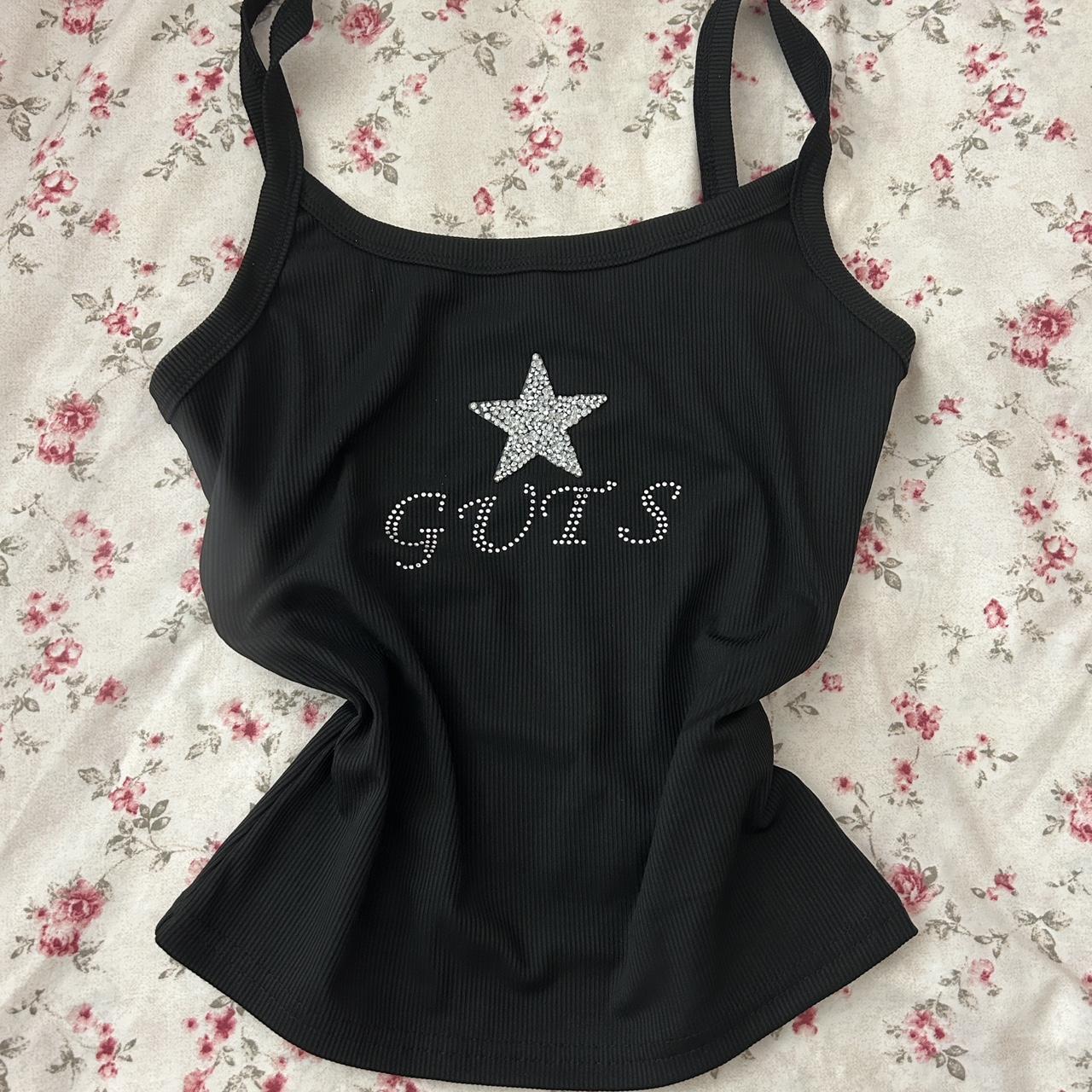 upcycled black sparkly guts tank top i wore it to... - Depop