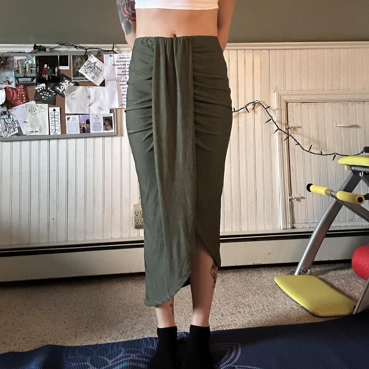 Cider dark green maxi type skirt with front detail... - Depop