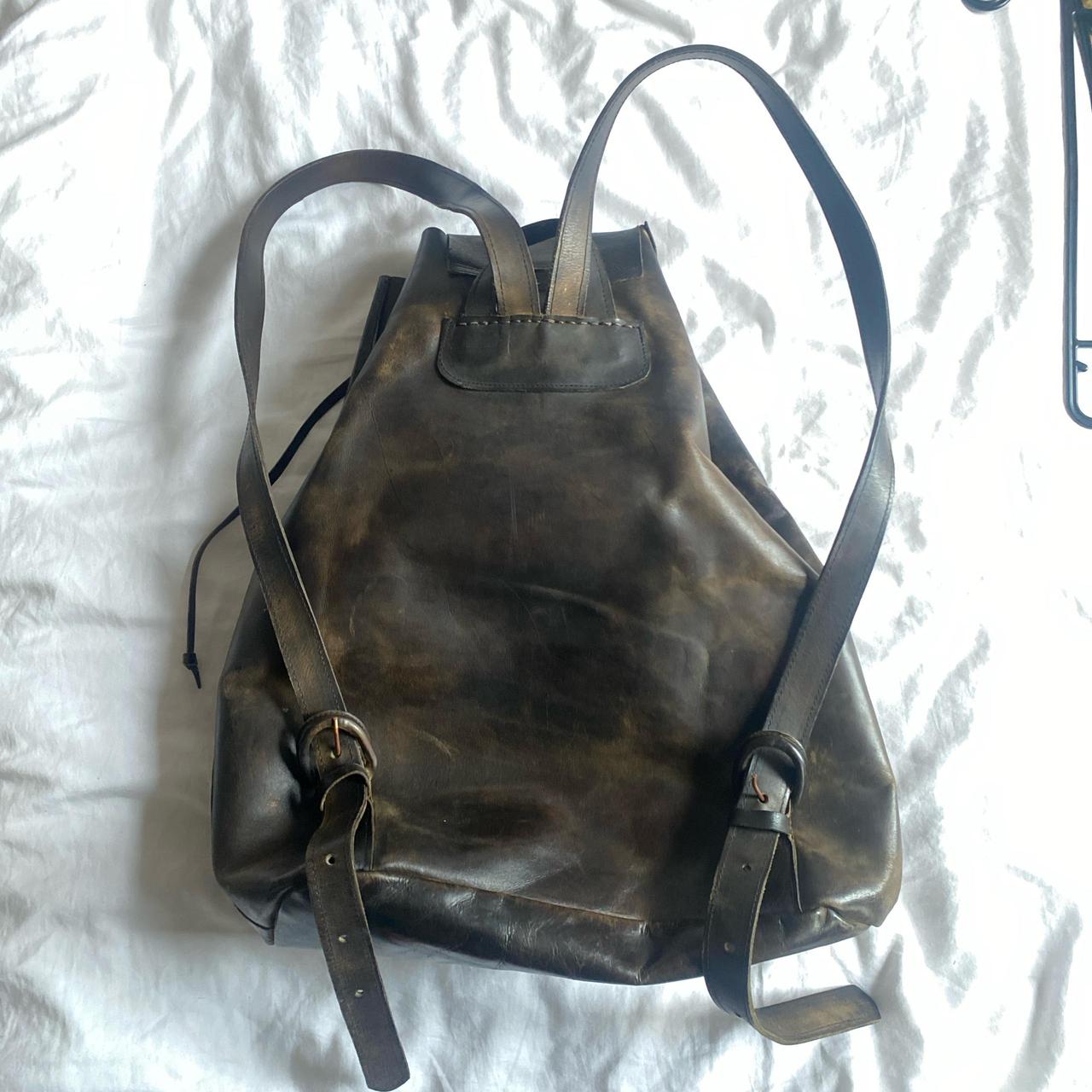 Amazing large handmade leather rucksack, with... - Depop