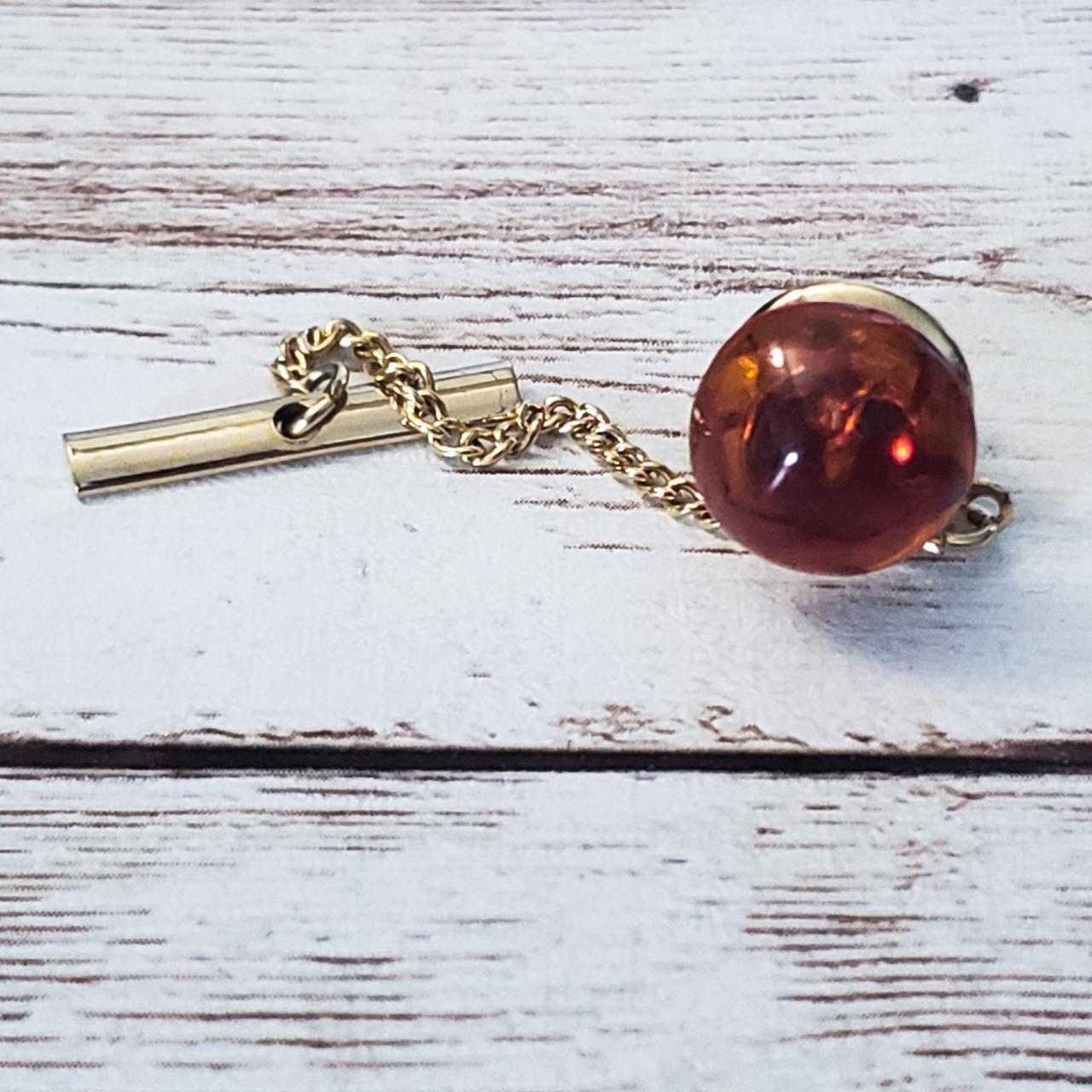 Vintage Tie Tack Amber Tone Ball Light marks. Sold... - Depop
