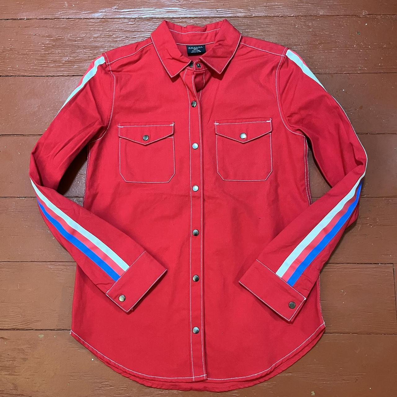 Red button down Western shirt with red, white and... - Depop