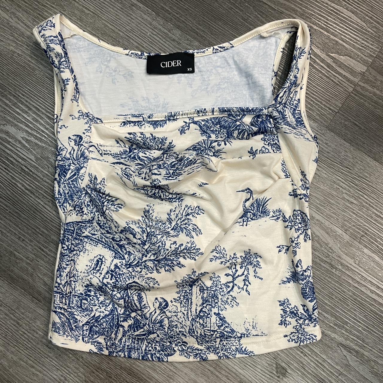 Cider Printed Ruched Bust Tank Top - Depop