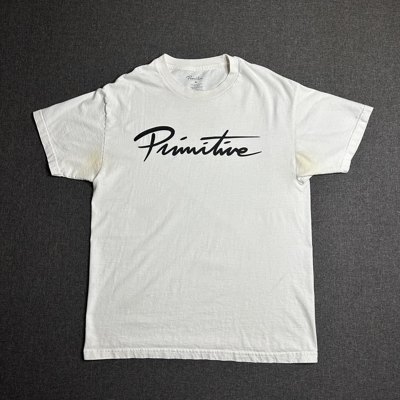 Primitive Men's White and Black T-shirt | Depop