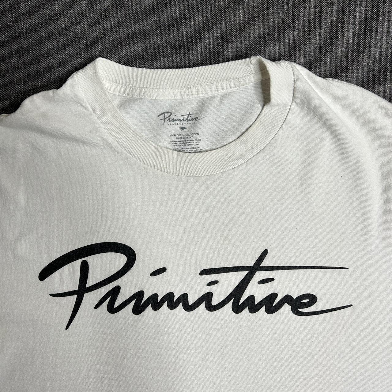 Primitive Men's White and Black T-shirt | Depop