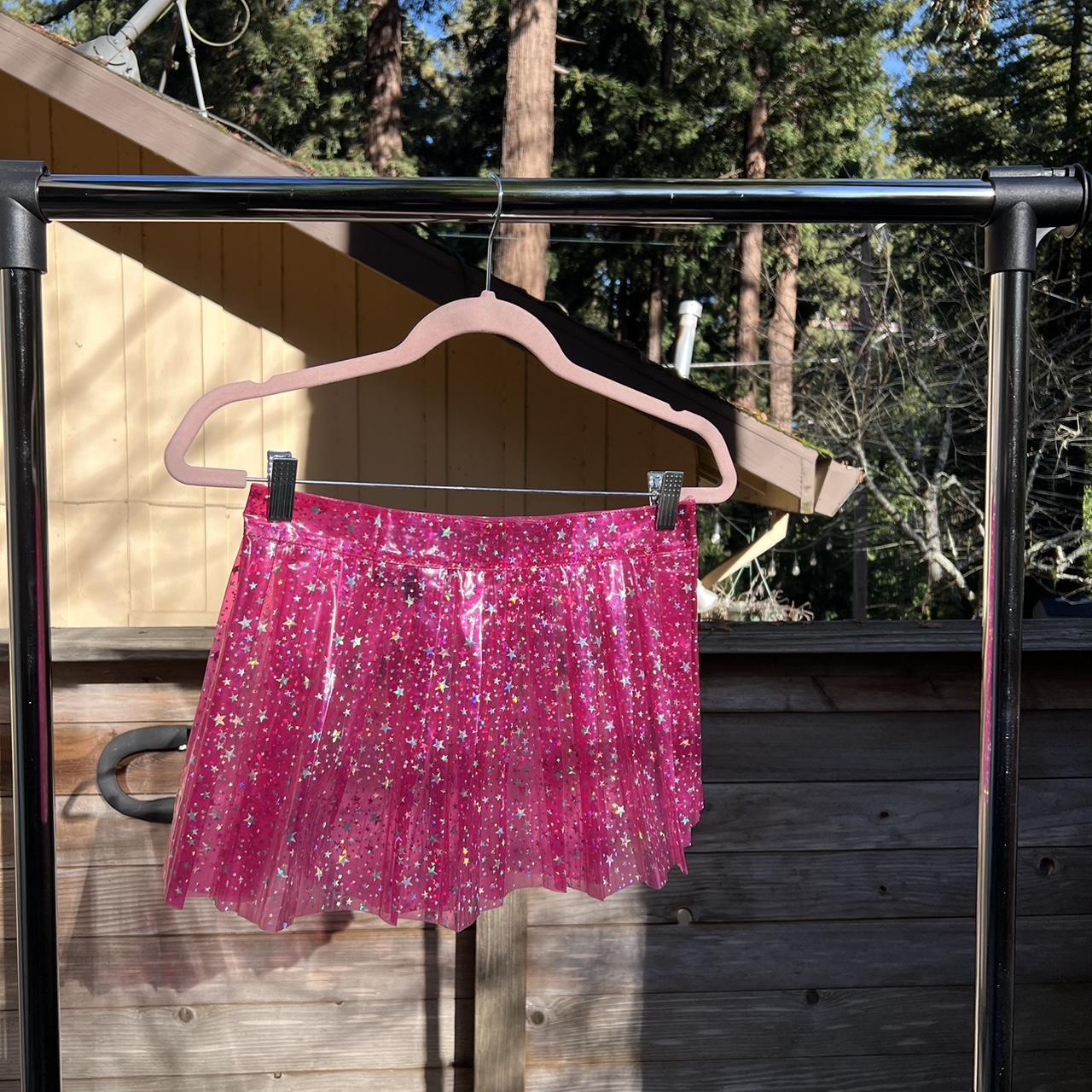 REPOP Dolls Kill holographic star pink pleated vinyl... - Depop