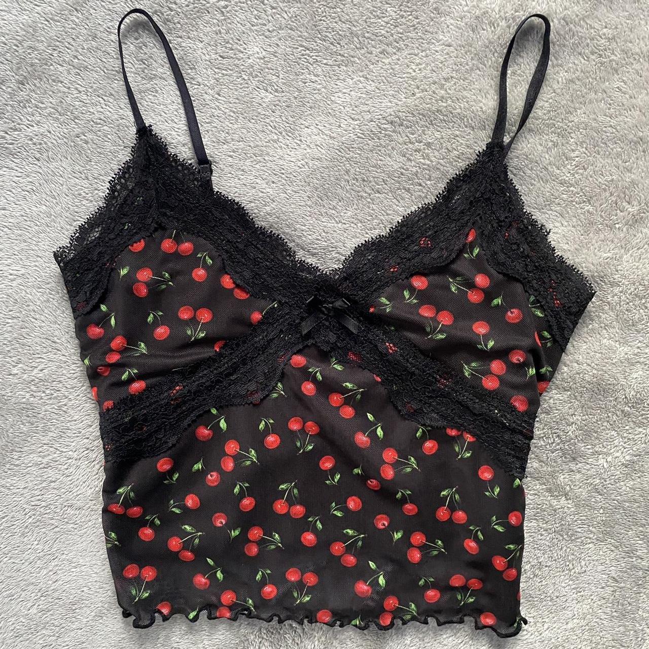 black cherry lace cami tank top windsor - Depop
