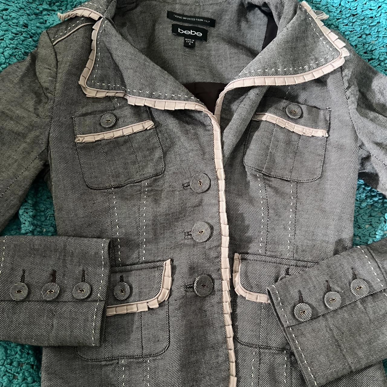 vintage bebe blazer! has pink ruffle details and... | Depop