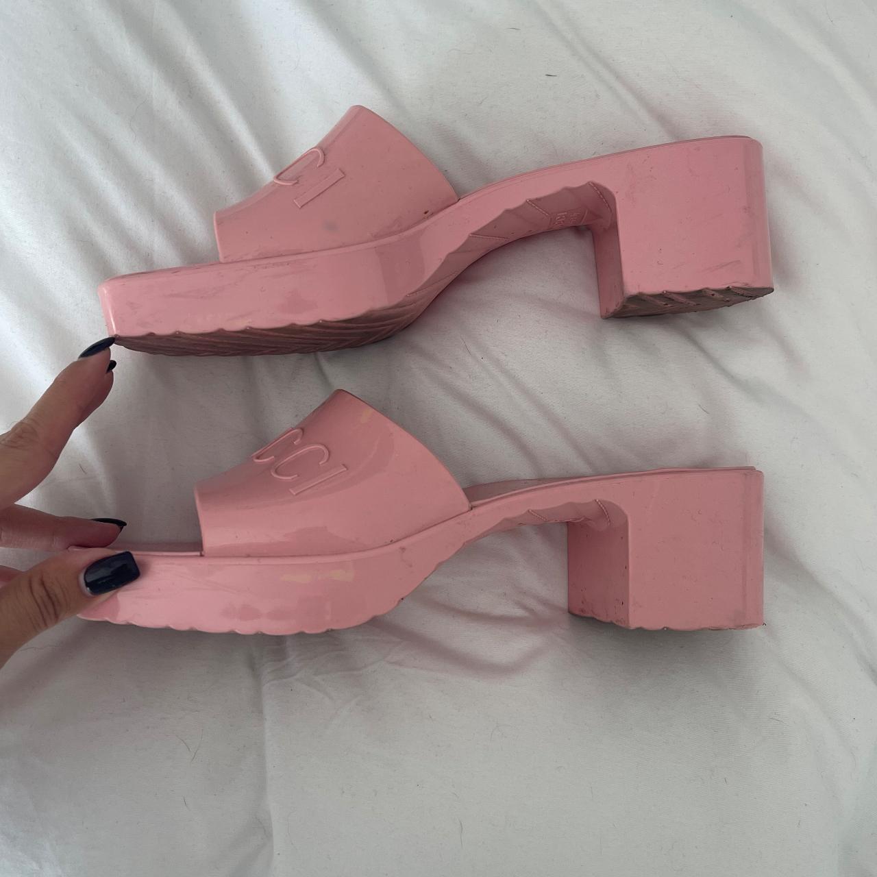 Pink Gucci platform rubber slides size 39... | Depop